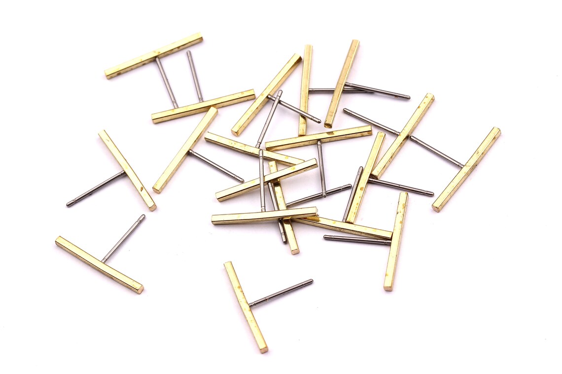 Rectangle Bar Stud Raw Brass Flat Bar Stud Stainless Steel - Etsy