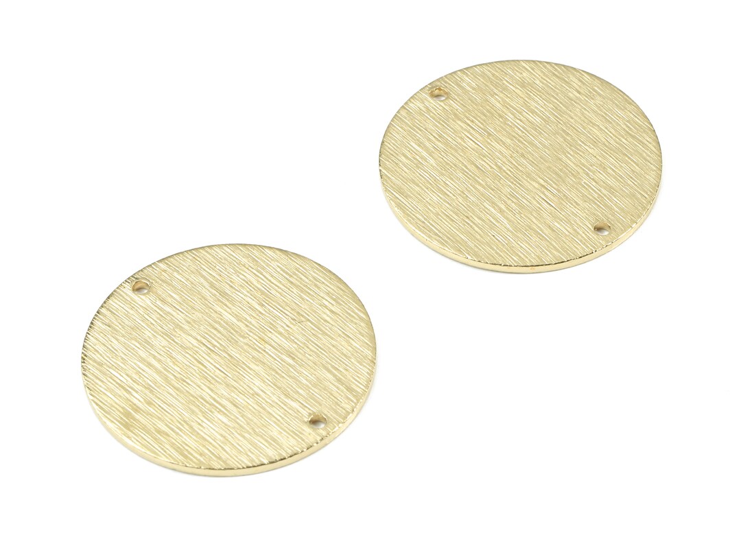 Brass Round Connector - Raw Brass Coin Earring Connector - Textured ...