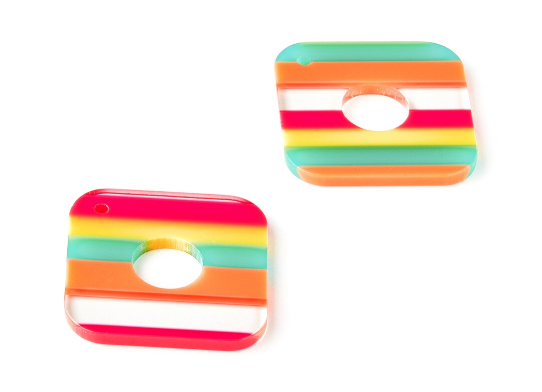 Acetate Square Charms - Square Earring and Pendant - Earring Finding ...