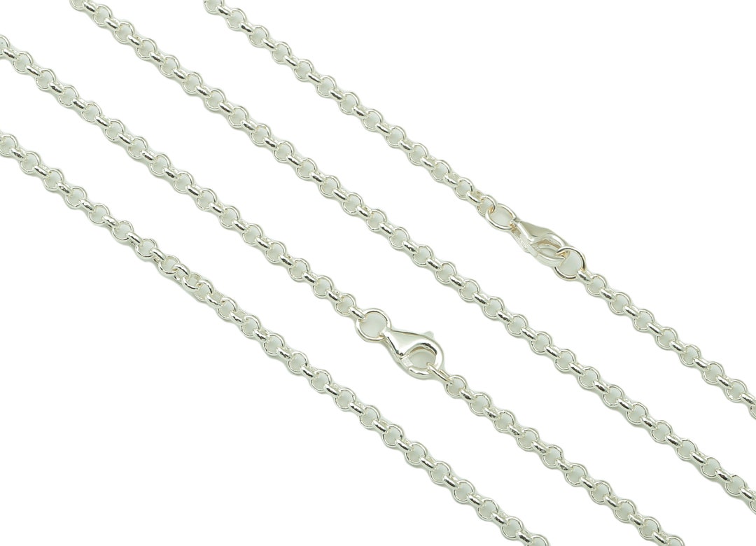 Silver Rolo Chain 2.5mm Rolo Chain 13.2 Finished Rolo Chain 925 Silver ...