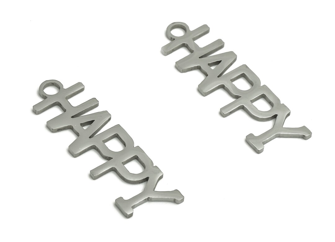 Happy Stainless Steel Charms - Stainless Steel Phrase Word Pendant ...