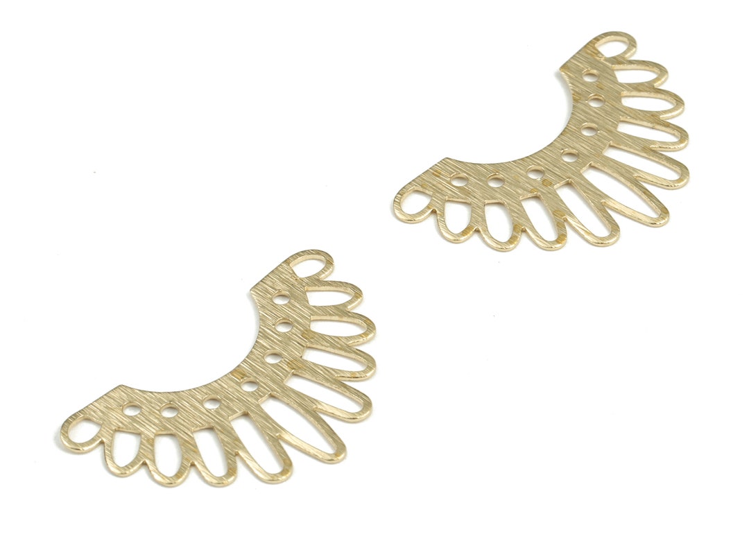 Brass Textured Crown Earring Connector - Raw Brass U Earring Charms ...