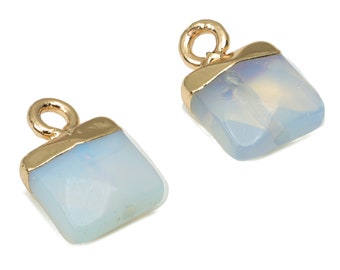 Opalite Faceted Square Earring Charms Brass Square Pendant Opalite Faceted Square Earring Charms Brass Square Pendant