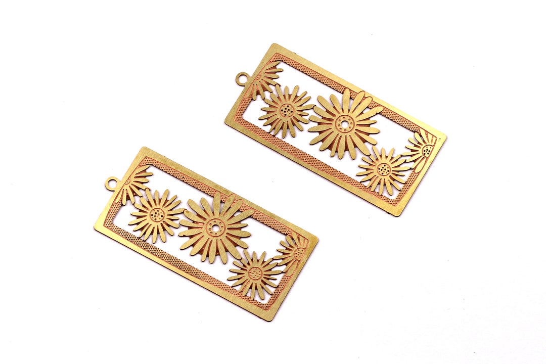 Raw Brass Rectangle Shaped Earring and Necklace Charms - Rectangle ...