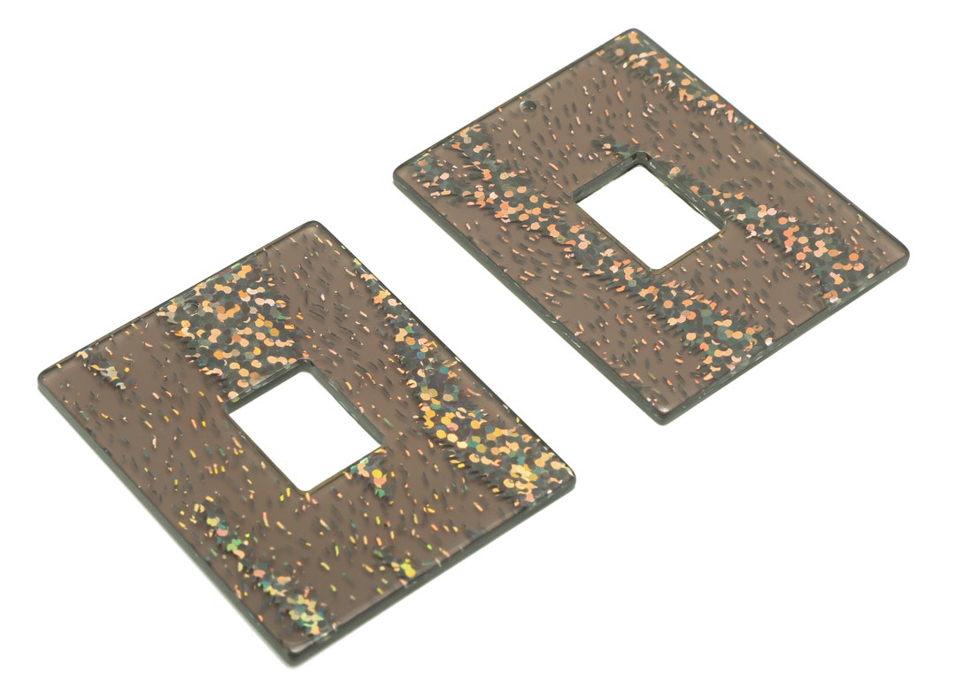 PVC Geometry Charm - Rectangle Galaxy Pendant - PVC Sequins Earring ...