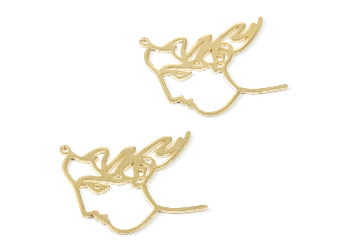 Brass Face Charms Face Shaped Raw Brass Pendant Earring - Etsy