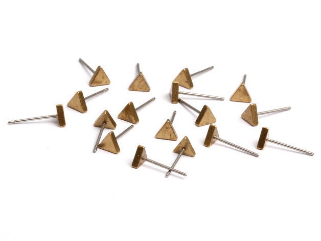 Triangle Stud Raw Brass Triangle Stud Stainless Steel - Etsy