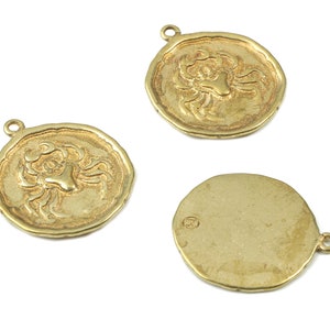 Brass Cancer Earring Charms - Raw Brass Horoscopes Pendant - Earring ...