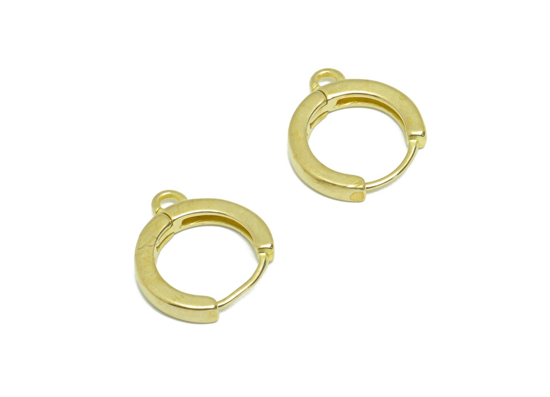 Round Huggie Hoop Earring- Raw Brass Earring Clasp With Loop - Brass ...
