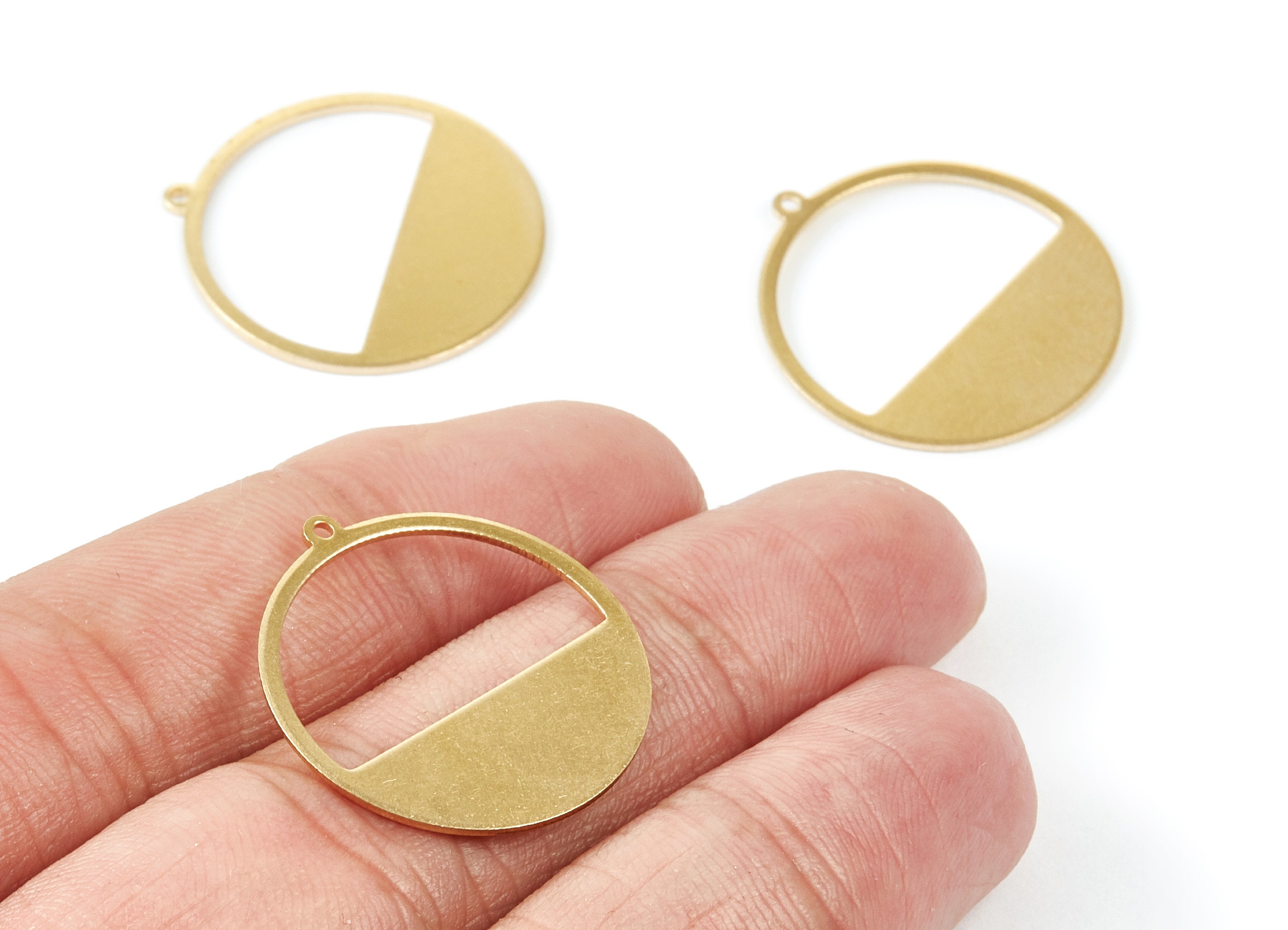 Brass Round Charms Round Raw Brass Pendant Earring - Etsy