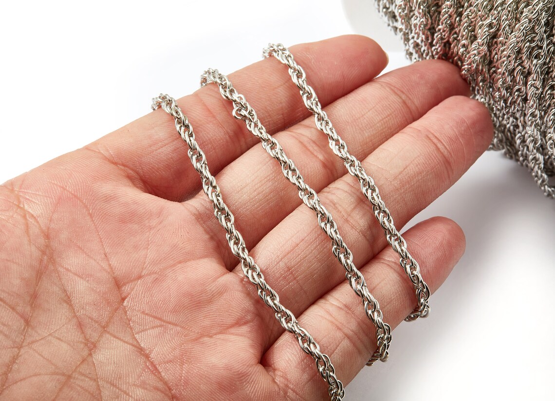 Rope Chain silver Tone Plated Iron Chain Unsoldered Rope - Etsy