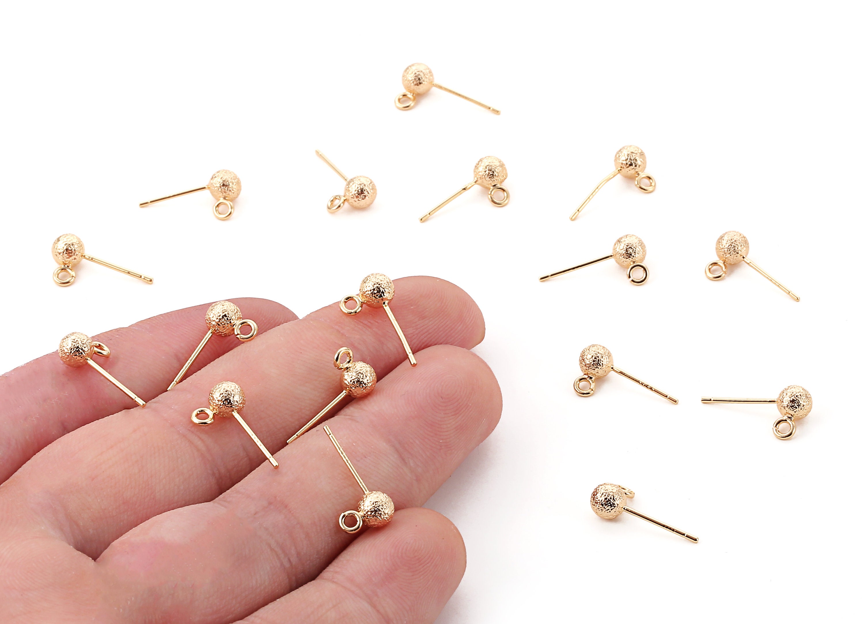 Brass Earring Post With Ball Pad Studs Brass Ball Posts - Etsy