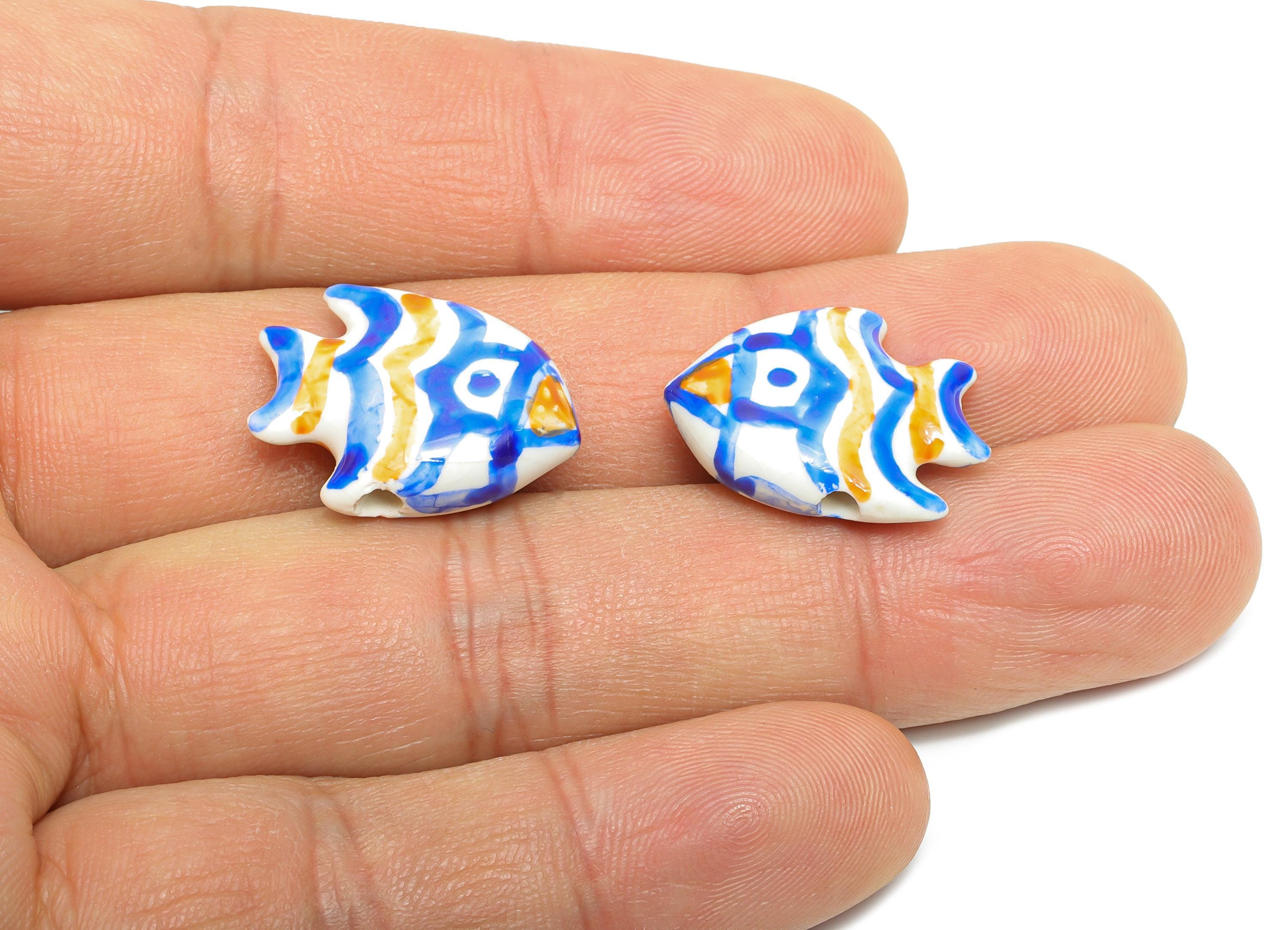 Glazed Ceramic Fish Beads - Colorful Tropical Fish Marine Beads ...