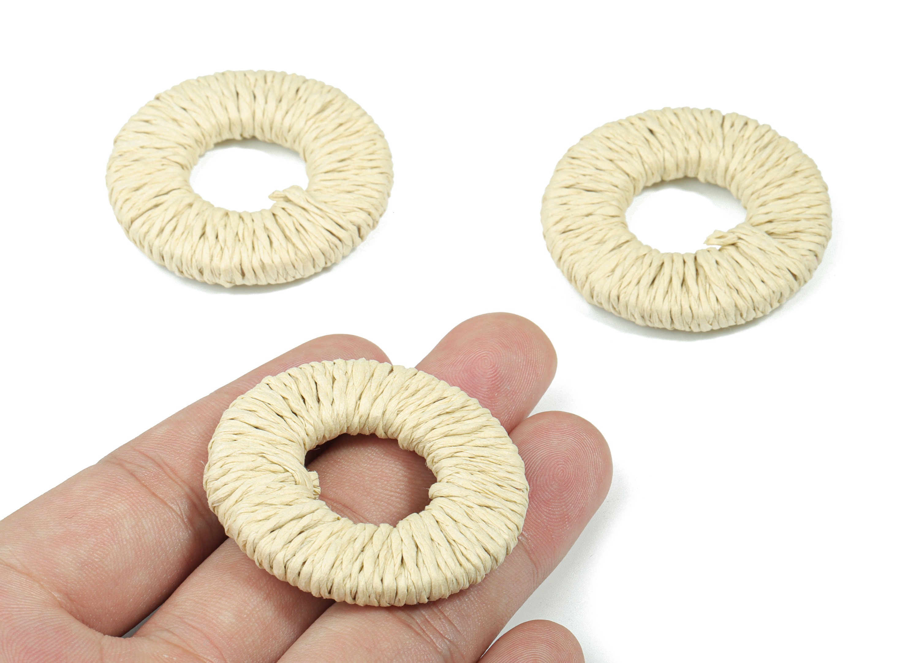 Handwoven Rattan Rope Earrings Circle Rattan Earrings Charms | Etsy