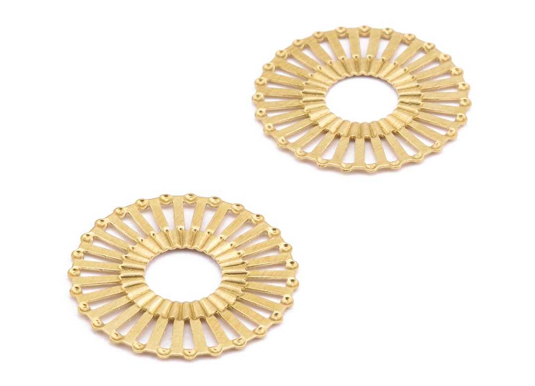 Brass Circle Charms - Raw Brass Round Earrings and Pendant - Earring ...