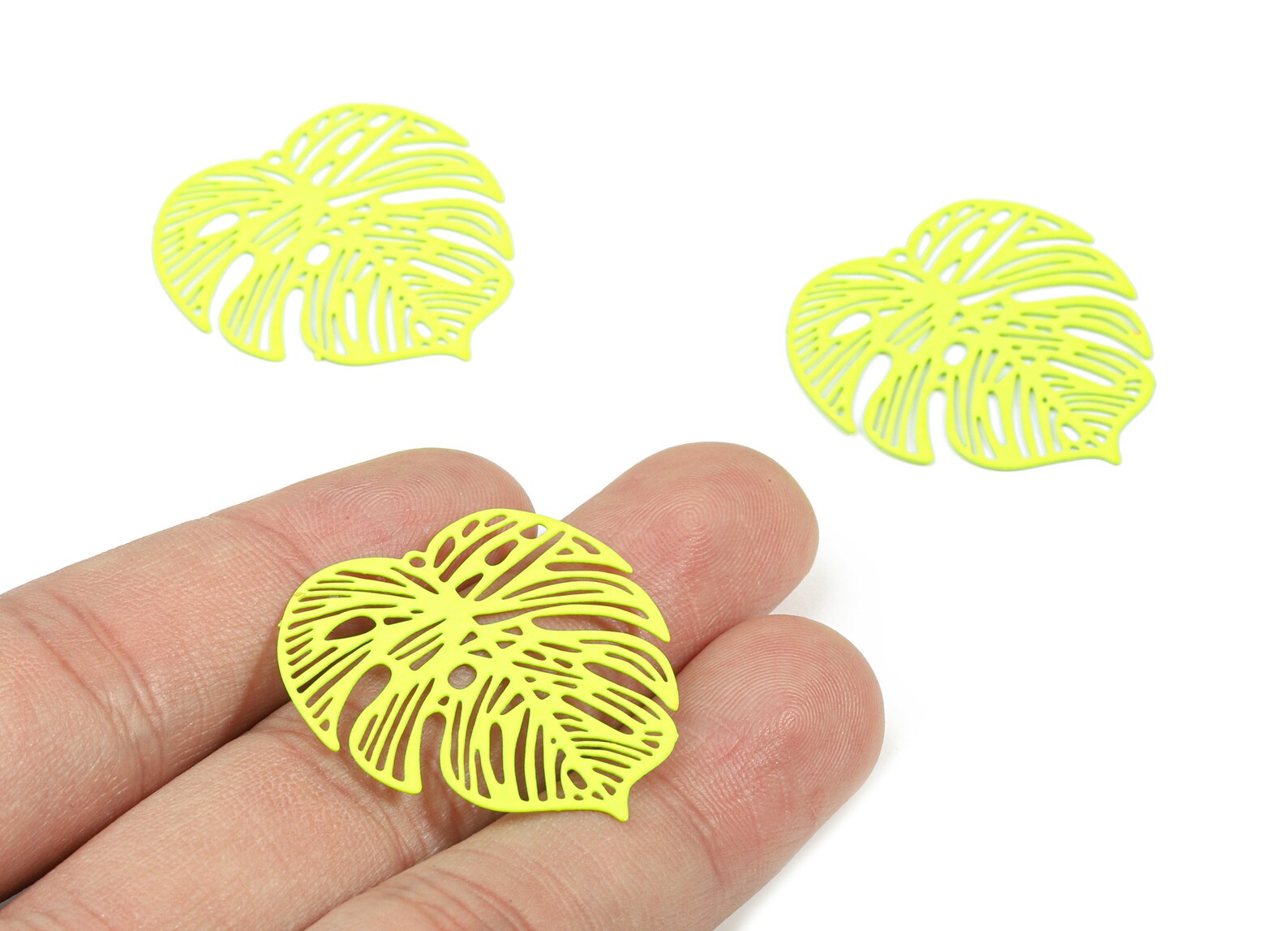 Luminous Yellow Monstera Pendant Brass Monstera Charm For | Etsy