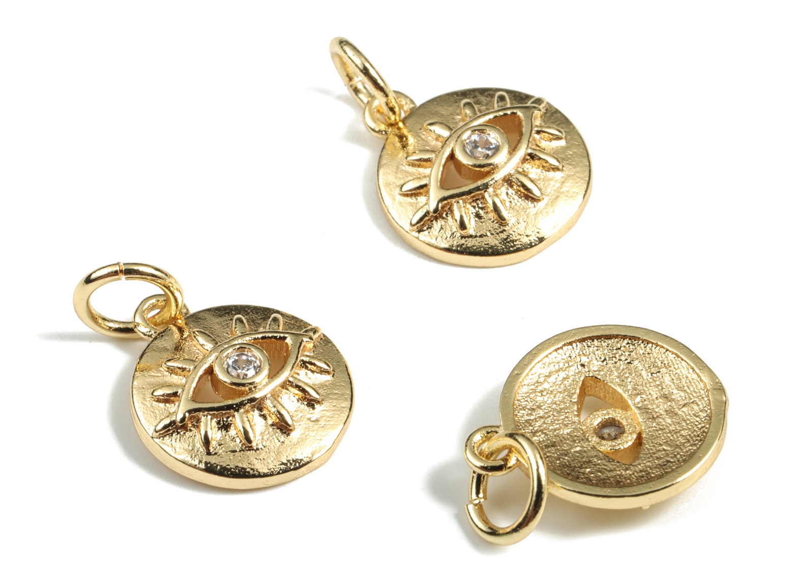 Brass Round Eye Earring Charms With Zircon Gold Circle Eye | Etsy