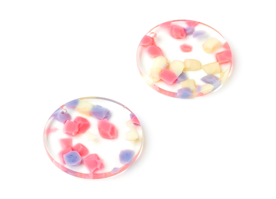 Acetate Round Earring Charms - Acrylic Circle Pendant - Earring ...