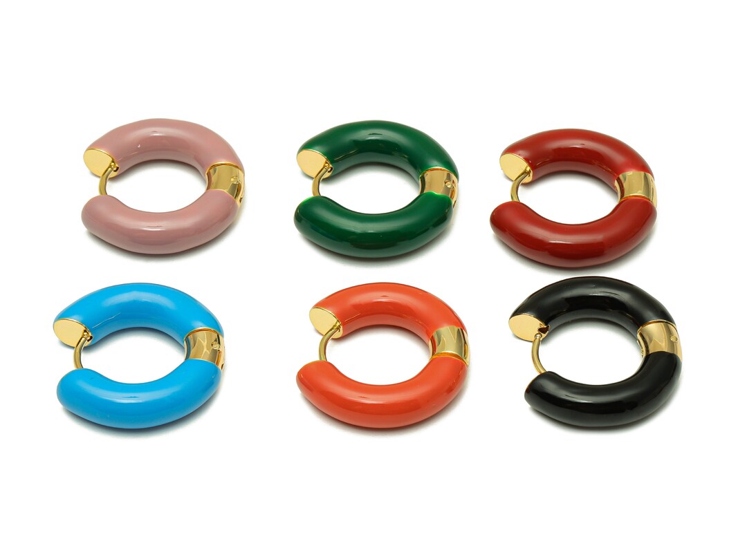 Thick Earring Hoops- Stainless Steel Circle Earring Clasps -black Blue ...