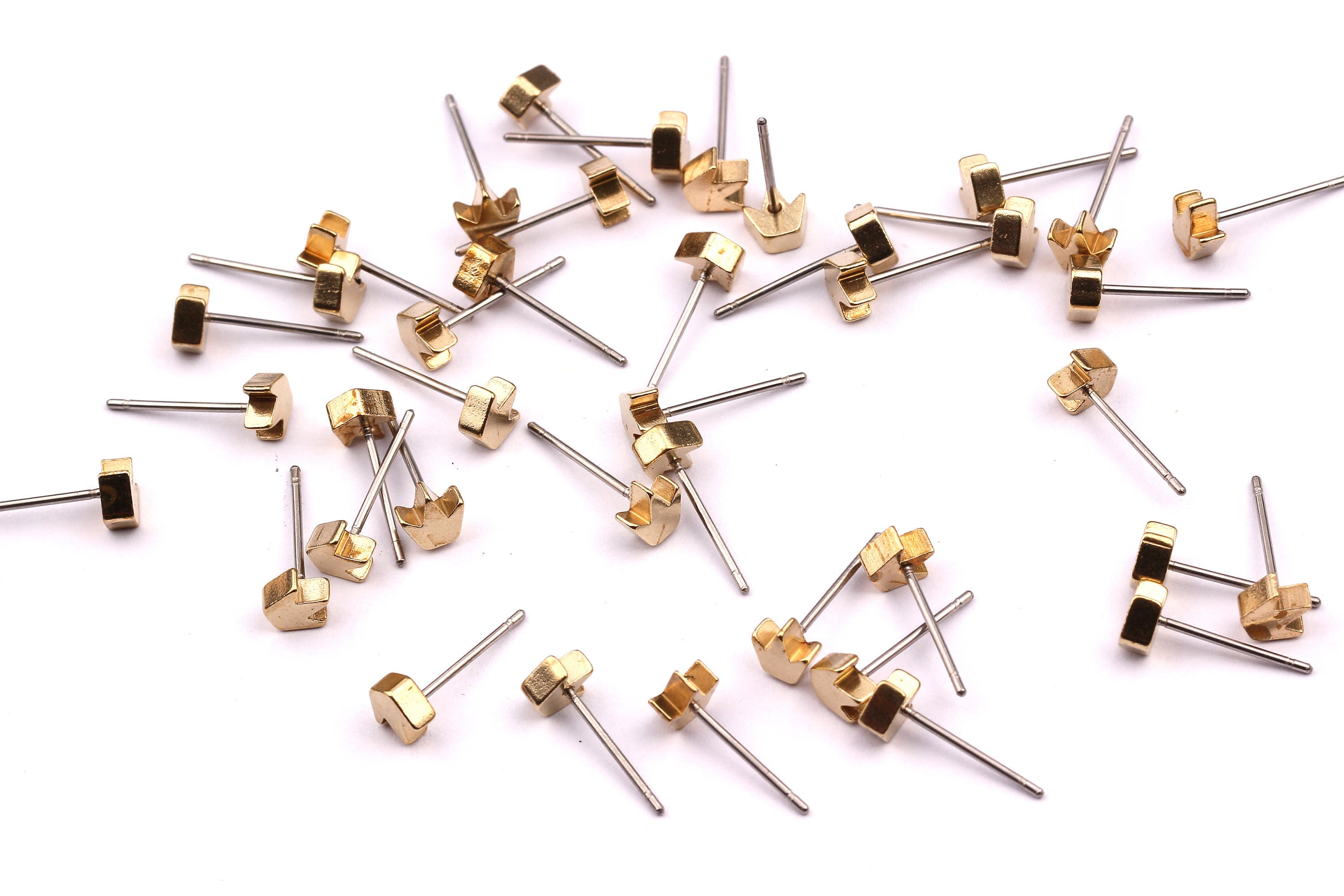 Crown Stud Raw Brass Crown Pad Stainless Steel Earring | Etsy