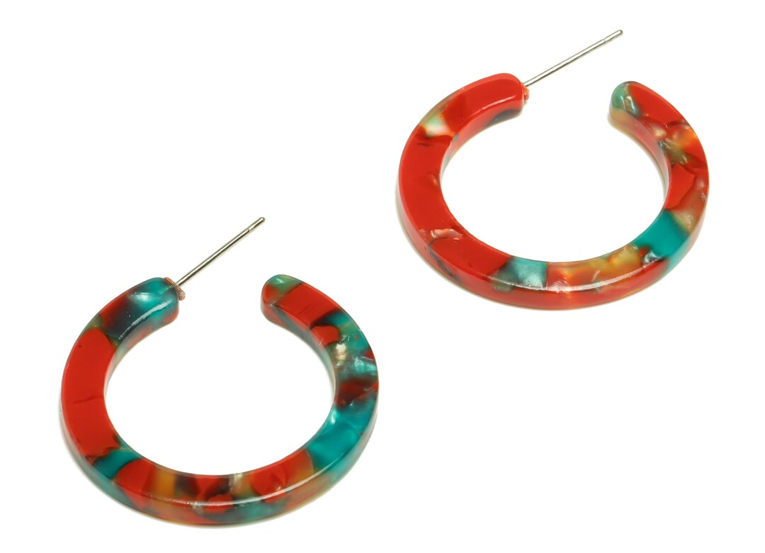 Acetic Acid Hoop Earrings Stud - Open Hoop Earring - Rainbow Round Earring Post - Color Code ...