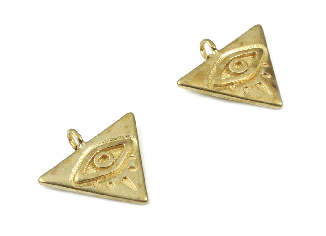 Brass Triangle Eye Earring Charms - Raw Brass Triangle Eye Pendant ...