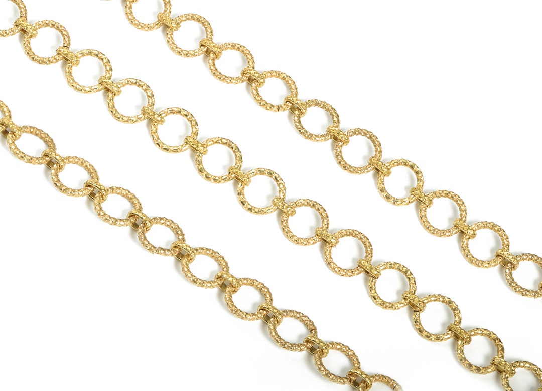 Raw Brass Textured Round Cable Chain - Round Link Cable Chain - Open ...