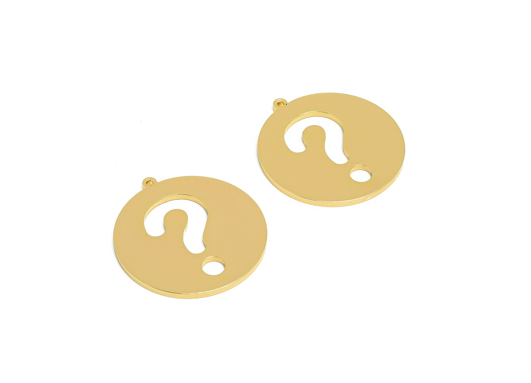 Brass Round Charms - Brass Question Mark Charm - Brass Mark Pendant ...