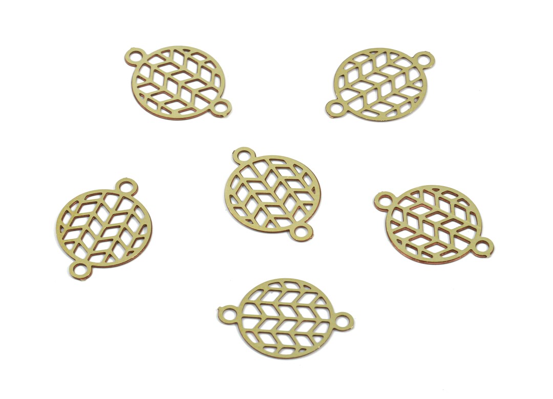 Brass Round Connector - Raw Brass Chevron Round Connectors for Bracelet ...