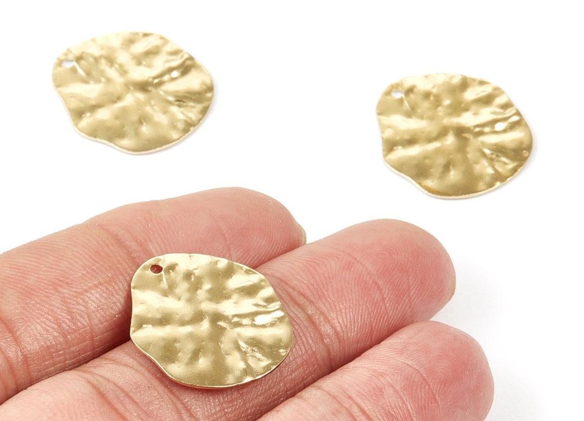 Brass Wavy Disc Charms Wavy Disc Raw Brass Pendant Earring - Etsy