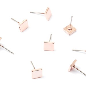 Square Earring Stud - Zinc Alloy Stud - Rose Tone Plated - Stainless ...