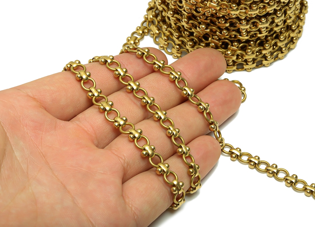 6.8 Gold Handmade Chain - Raw Brass Oval Link Chain - Brass Handmade ...