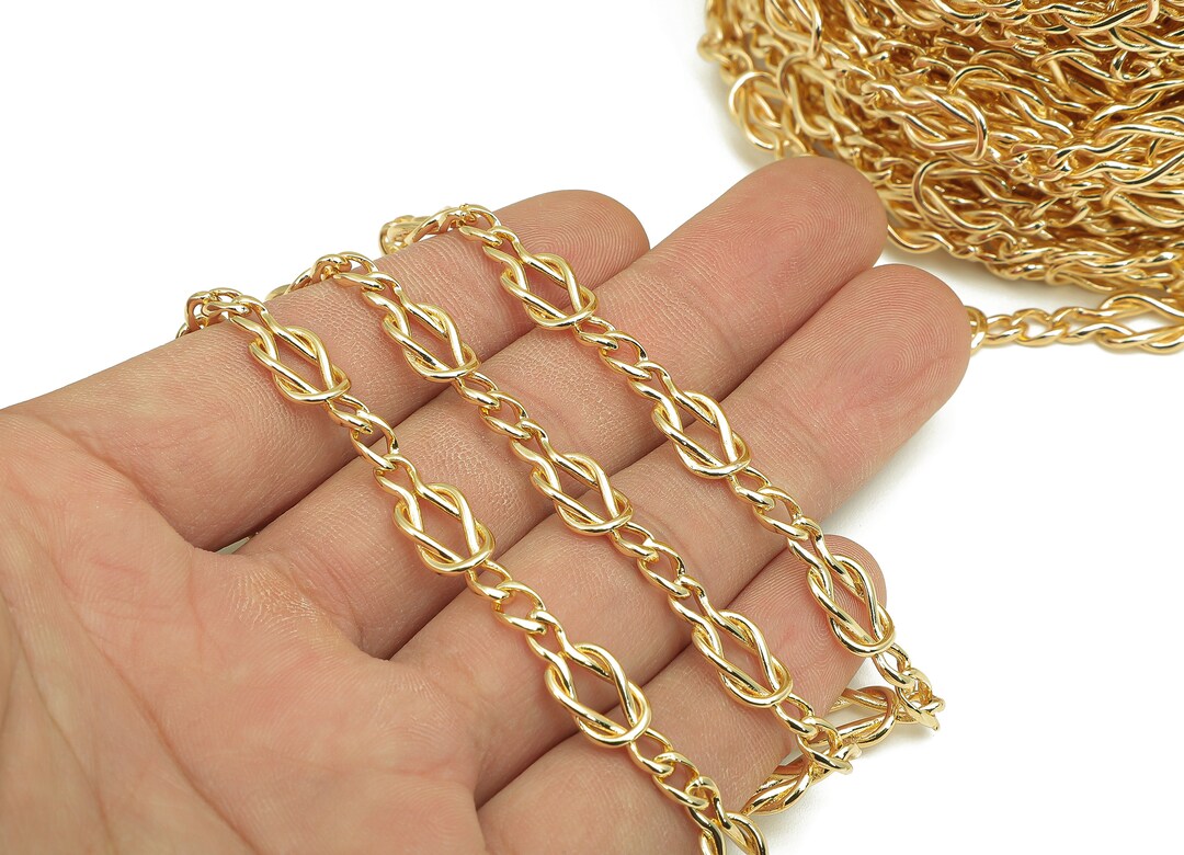 Brass Node Chain - Gold Node Chain - Knot Curb Chain - Gift for Her for ...
