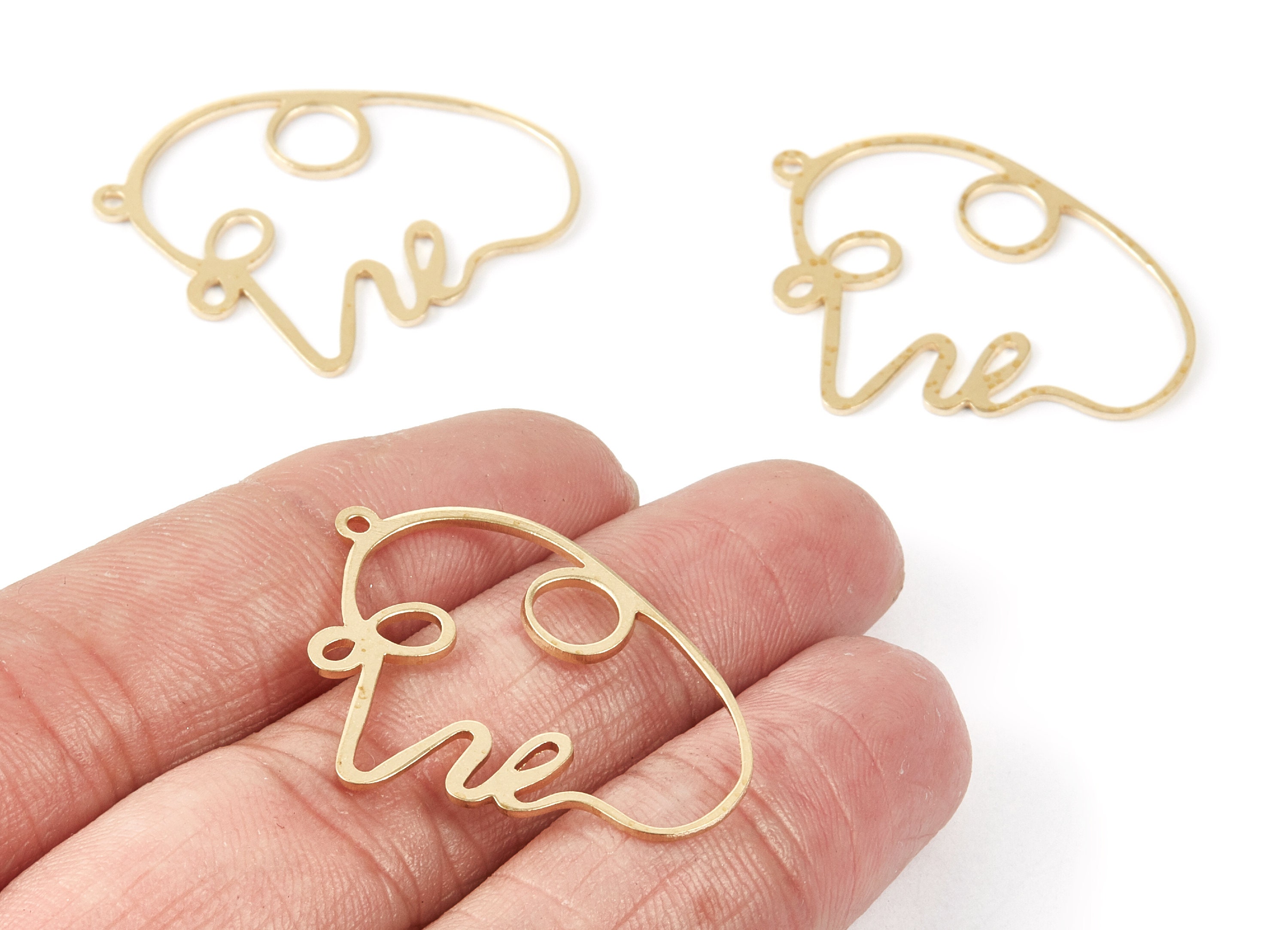 Brass Face Charms Face Shaped Raw Brass Pendant Brass - Etsy