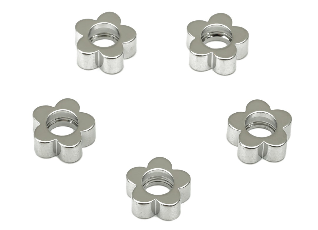 Brass Flower Spacers - Semi Flower Spacer Beads - 18K Real Gold White ...