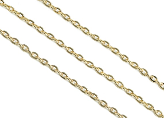 Flat Soldered Cable Chain 18K Real Gold Iron Chain Flat | Etsy
