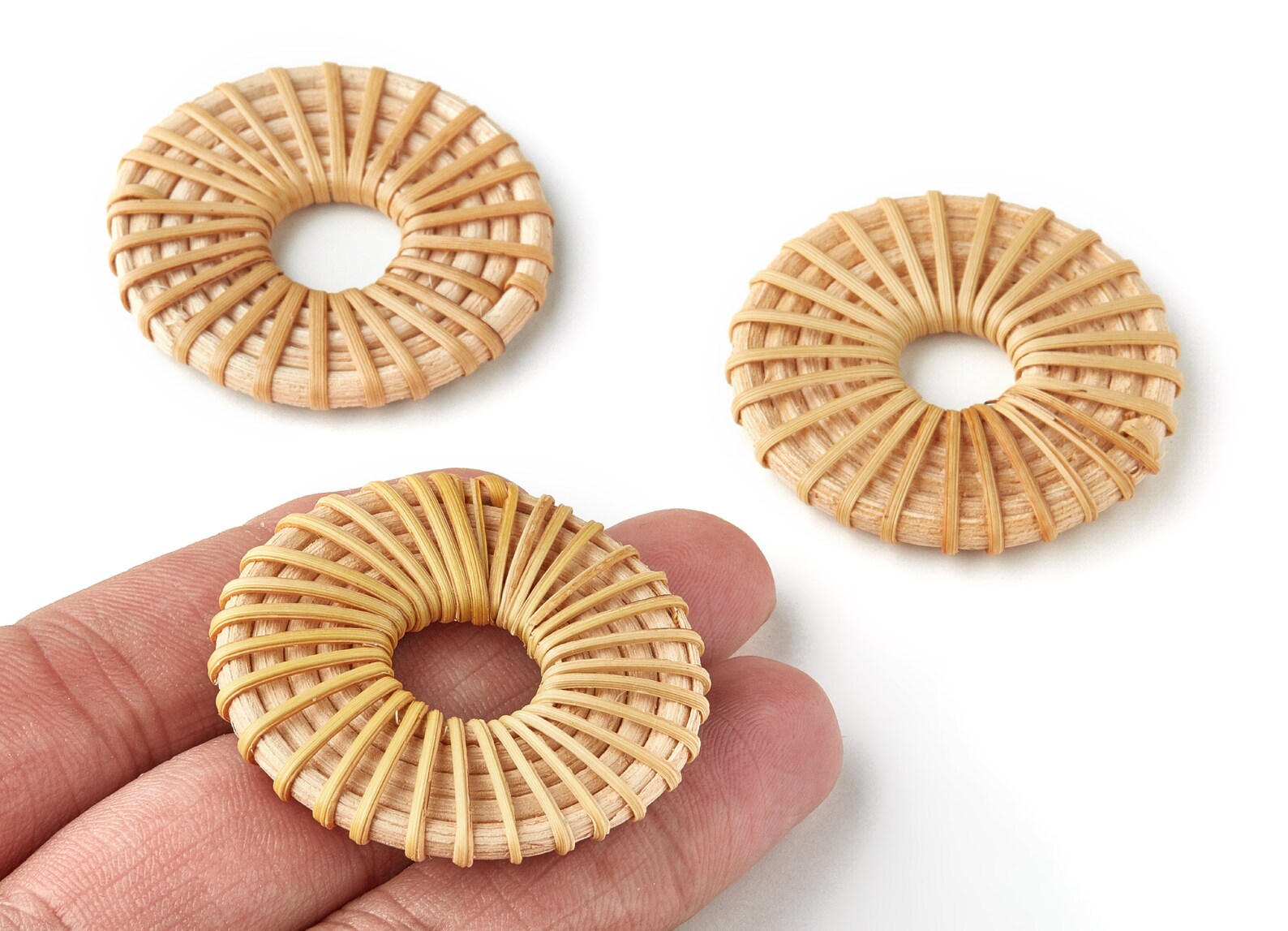 Handwoven Rattan Earrings Round Shaped Rattan Pendant - Etsy