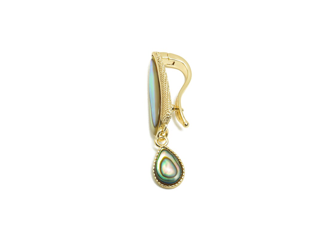 Brass Shell Clasp Charm - Abalone Shells Charm - Brass Teardrop Clasp ...