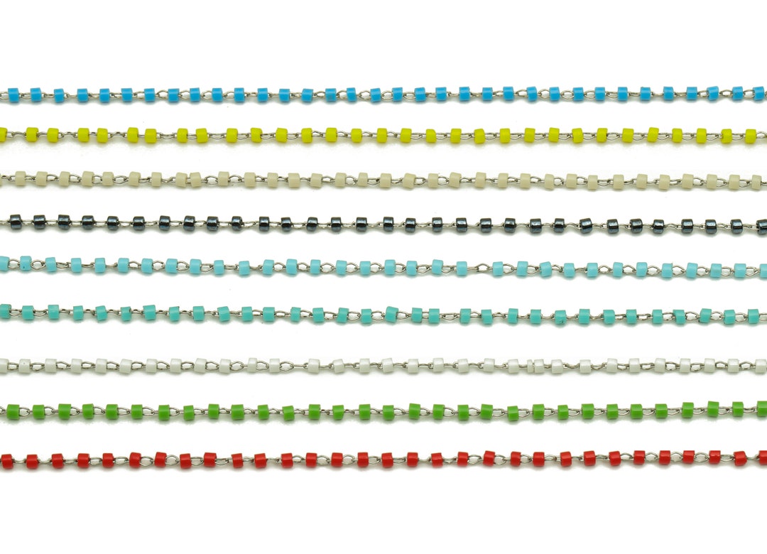 Toho Glass Beaded Chain - Seed Beads Chain - Rainbow Toho Glass Bead ...