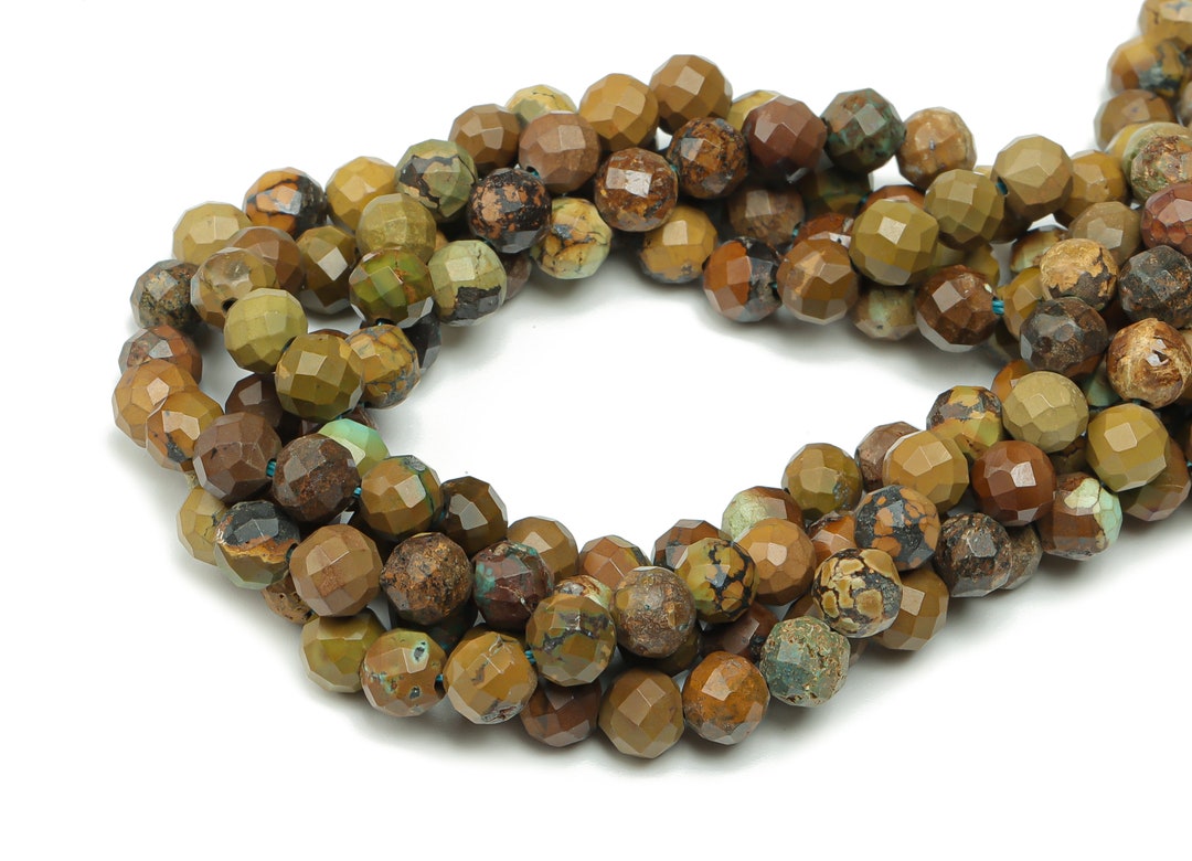 Turquoise Round Beads 5mm - 15.5 Inch - Kallaite Faceted Round Gemstone ...