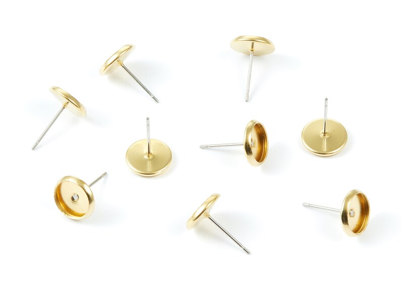 Earring Post Stud With Raw Brass Head Stainless Steel - Etsy