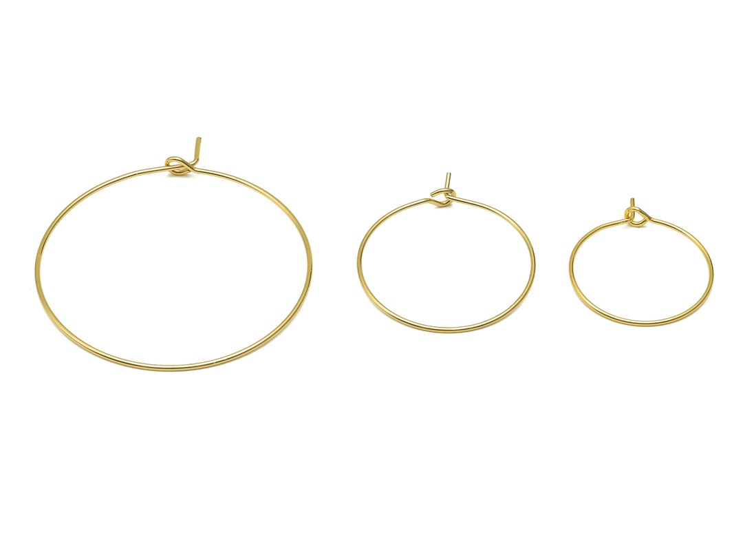 Brass Earring Circle Hoops - Brass Earring Circles Ear Wire - 18K Real ...