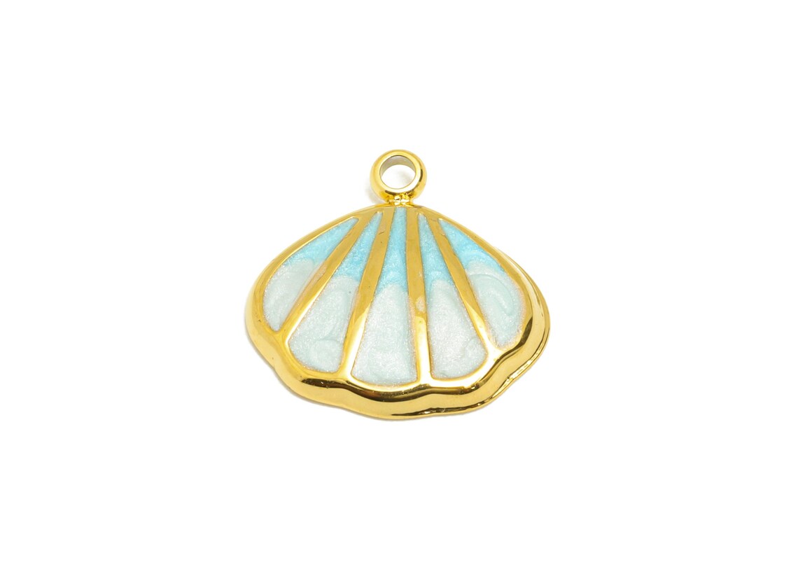 Steel Shell Charms - Refined Enamel Shell Pendant - Artistic Marine ...