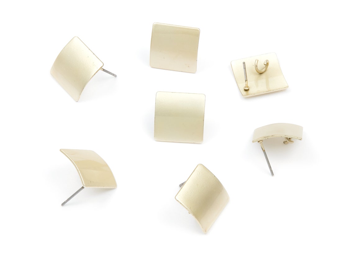 Iron Earring Stud Gold Tone Plated Square Shaped Earring - Etsy