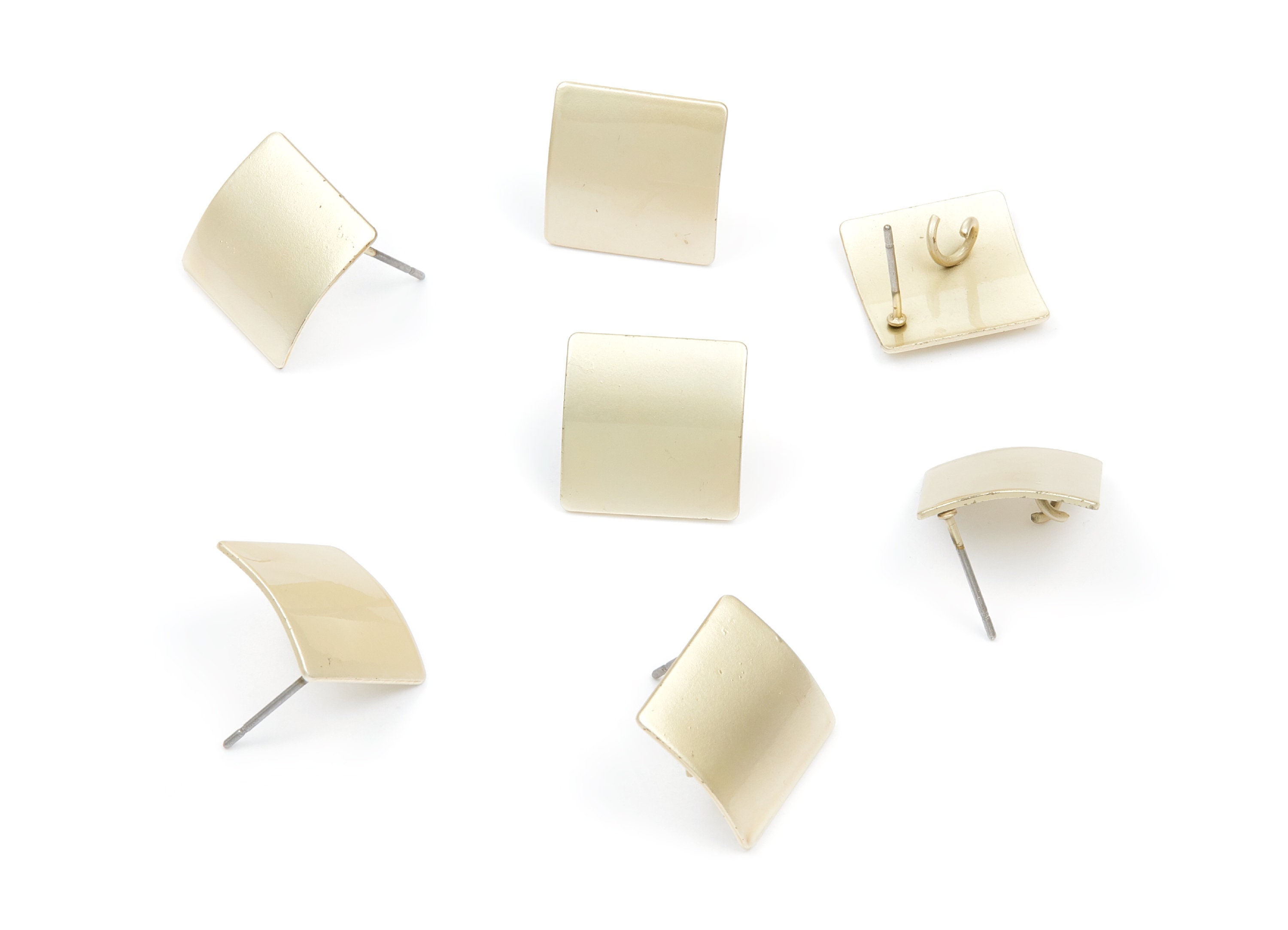 Iron Earring Stud Gold Tone Plated Square shaped Earring | Etsy