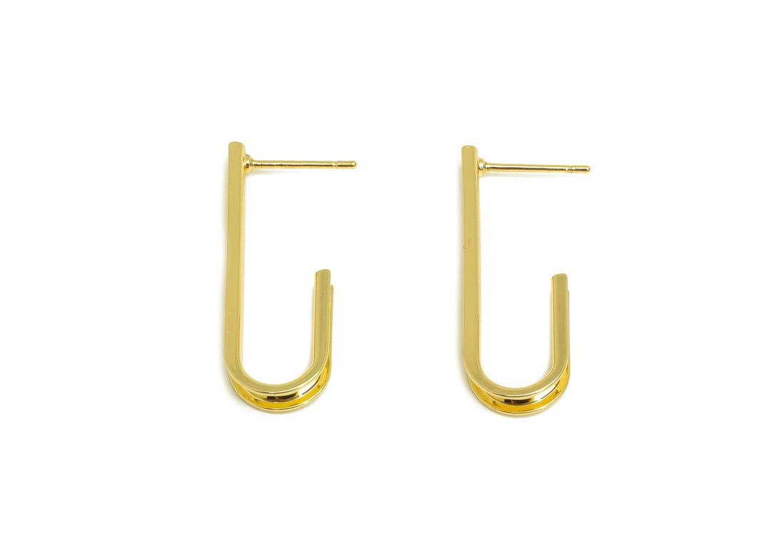 Brass Oval Hoop Earring - Brass Hoop Wire Earring Stud - Handle Wire ...