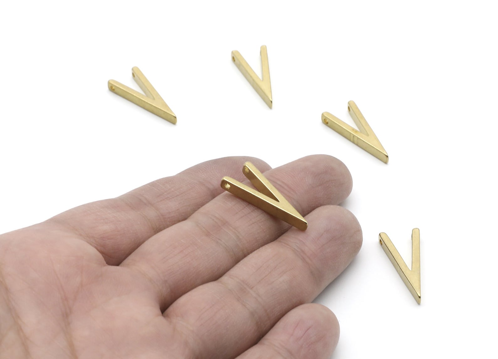 Brass V Charms - V Shaped Raw Brass Charms With 2 Holes - Geometric ...
