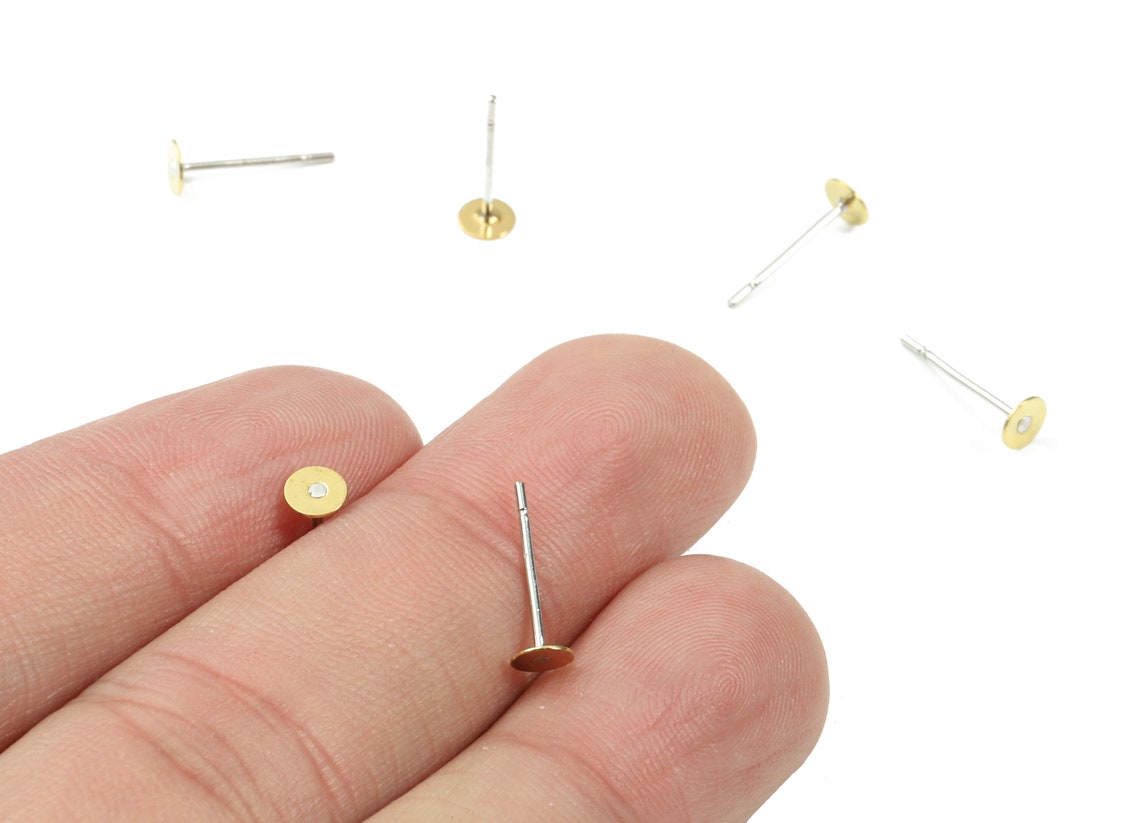 Earring Post Stud With Raw Brass Head 412 304 Stainless | Etsy