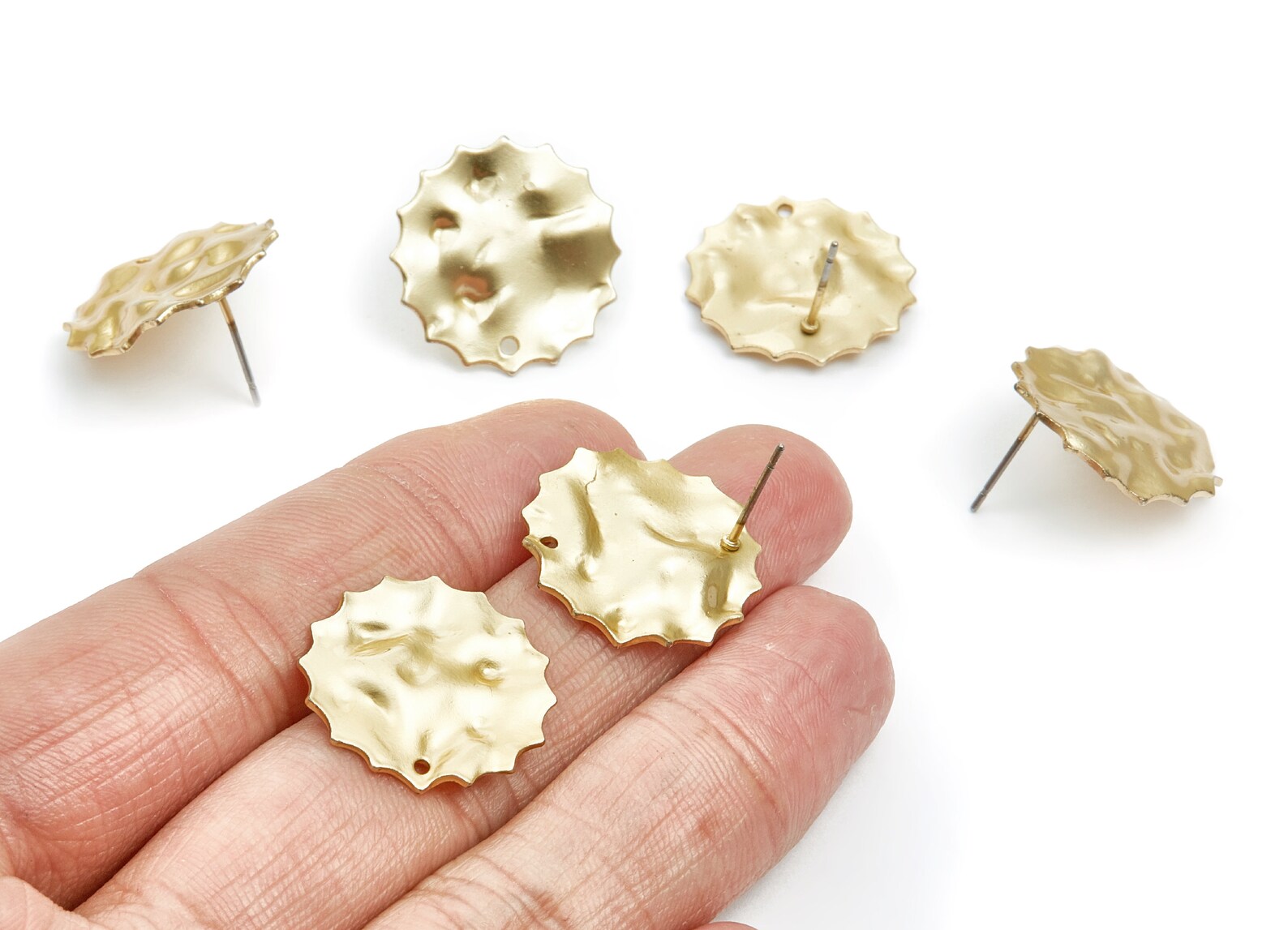 Iron Earring Stud Gold Tone Plated Round Shaped Earring - Etsy