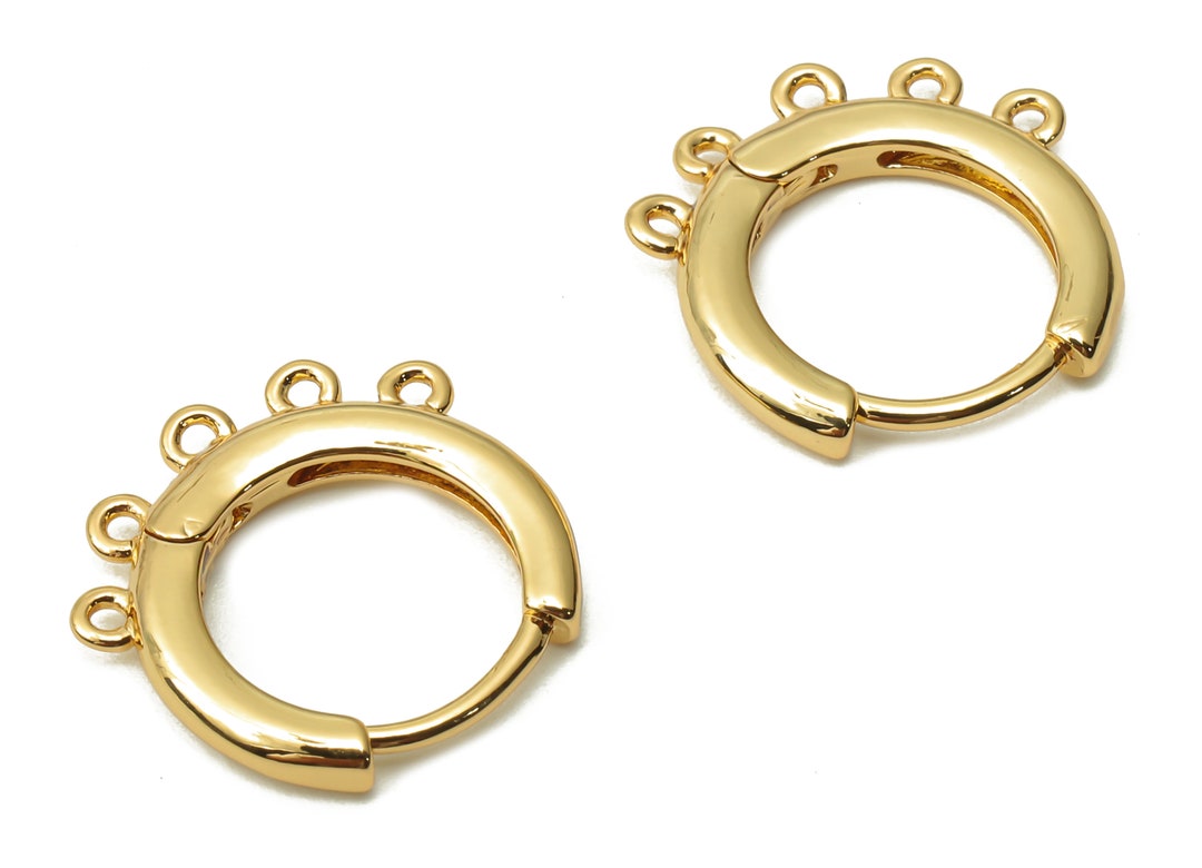 Brass Round Huggie Hoop Earrings With 5 Loops - Multi Hole Earrings ...